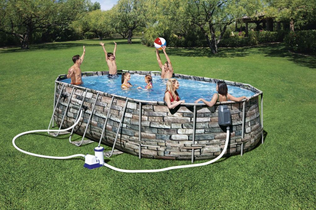 Power Steel™ Comfort Jet™ Frame Pool, 610 x 366cm Steinoptik
